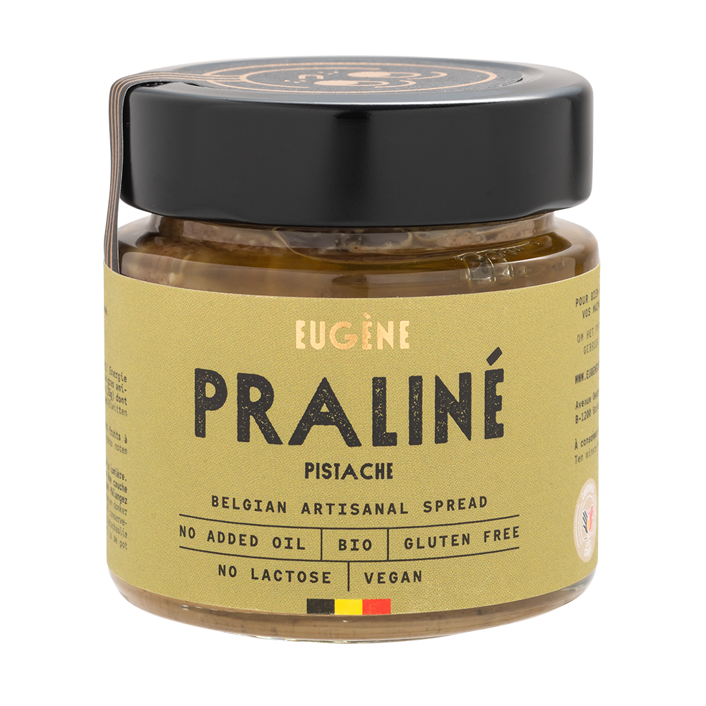 Découvrez le pot Praliné Pistache proposé par Eugène Chocolatier